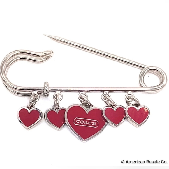 Coach | Accessories | Vintage Coach Red Heart Safety Pin Brooch Hangbag ...